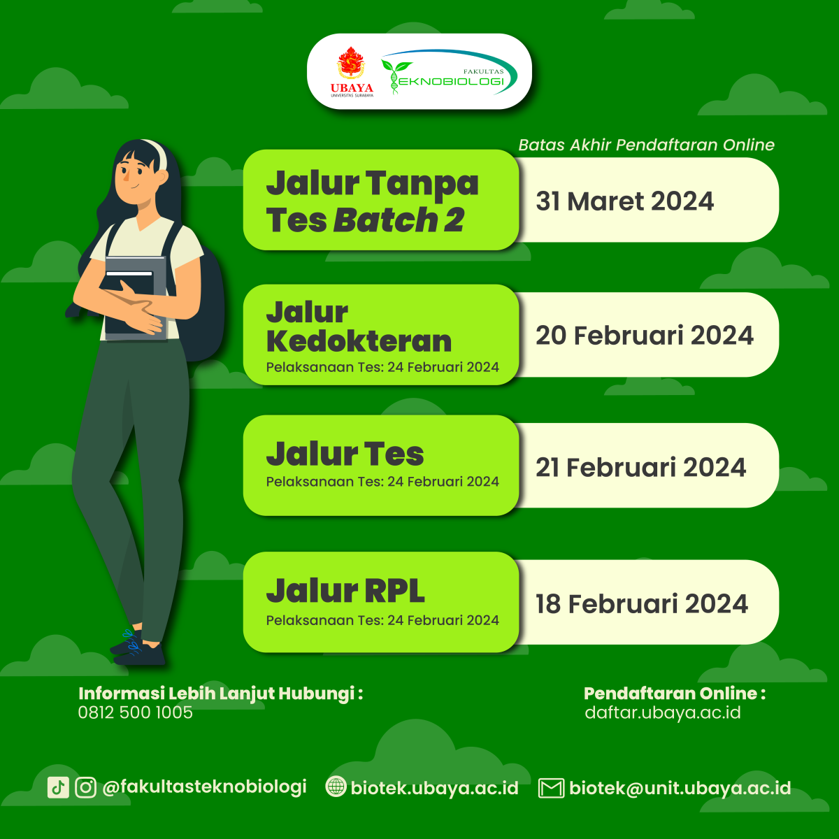 Pendaftaran - Fakultas Teknobiologi